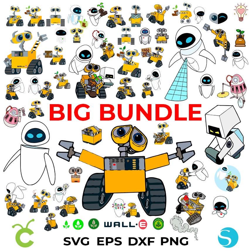 Wall-e Svg Bundle, Wall-e Png, Wall-e and Eve Png, Wall-e Cricut, Wall ...