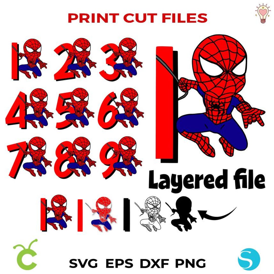 Baby Superhero Svg, Birthday Numbers Png, Spider SVG Layered Cricut Svg ...