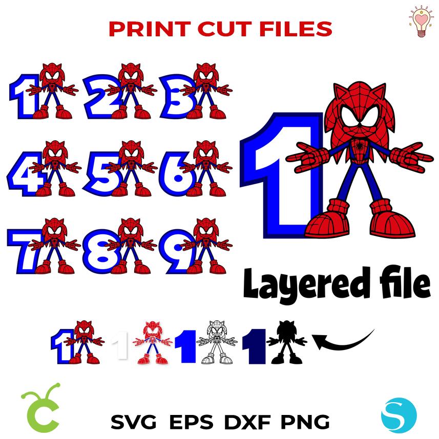 Sonic Svg Birthday Numbers Sonic PNG Spider Sonic Shirt Png Numbers SVG ...