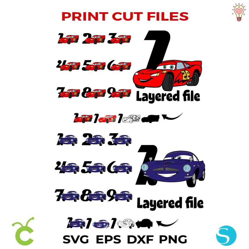 Cars Svg Birthday Numbers Png Birthday Banner Cars PNG Number SVG ...