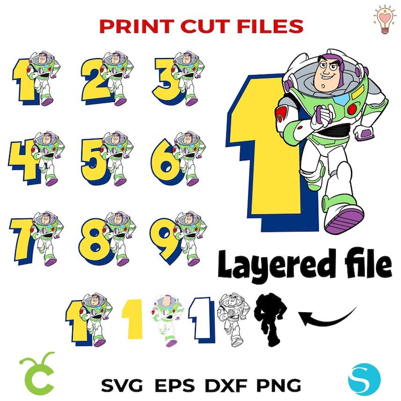 Toy Story Birthday Numbers Png Print Clipart PNG Toy Story SVG Layered ...