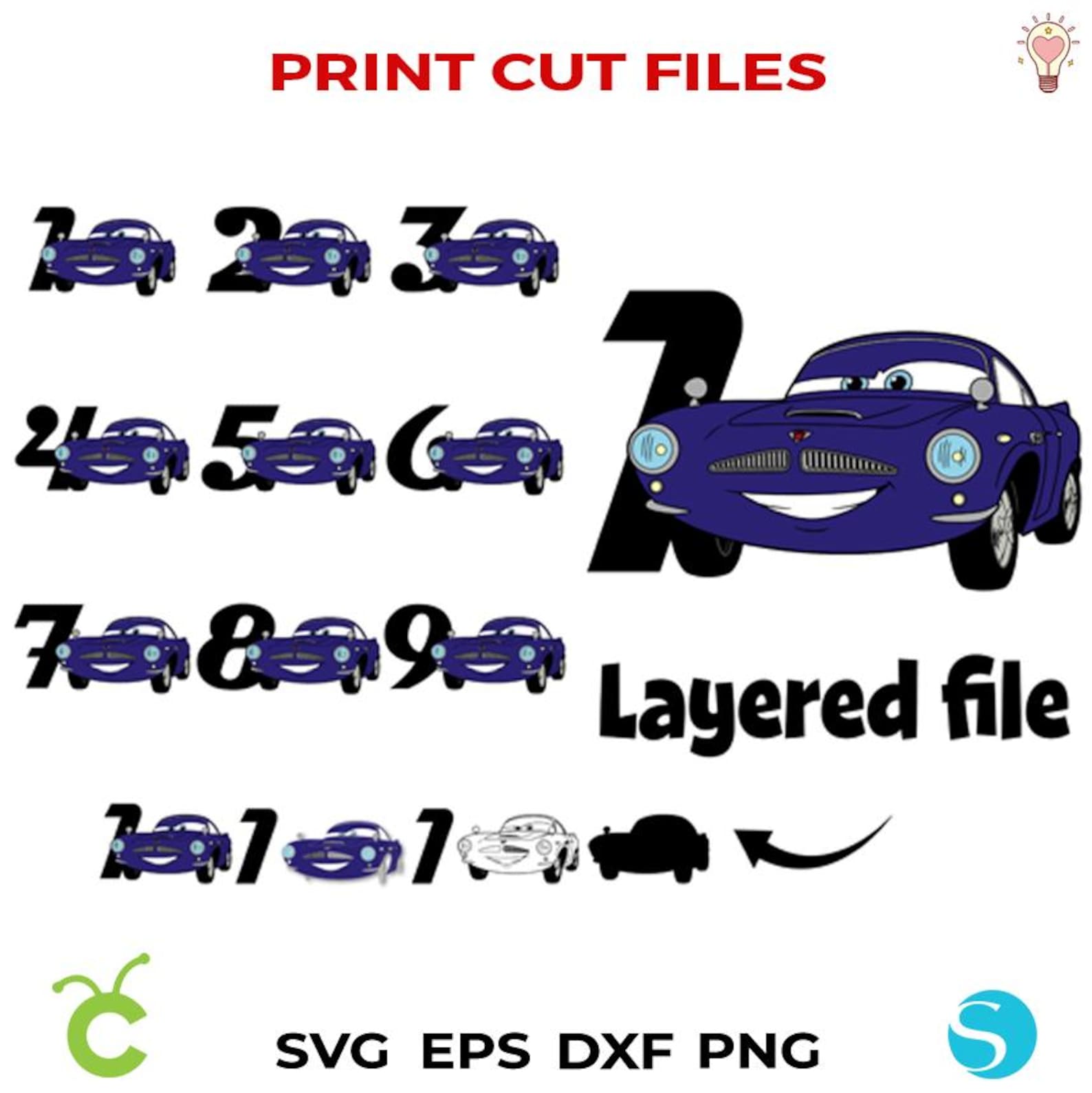Cars Svg Birthday Numbers Png Birthday Banner Cars PNG Number SVG ...
