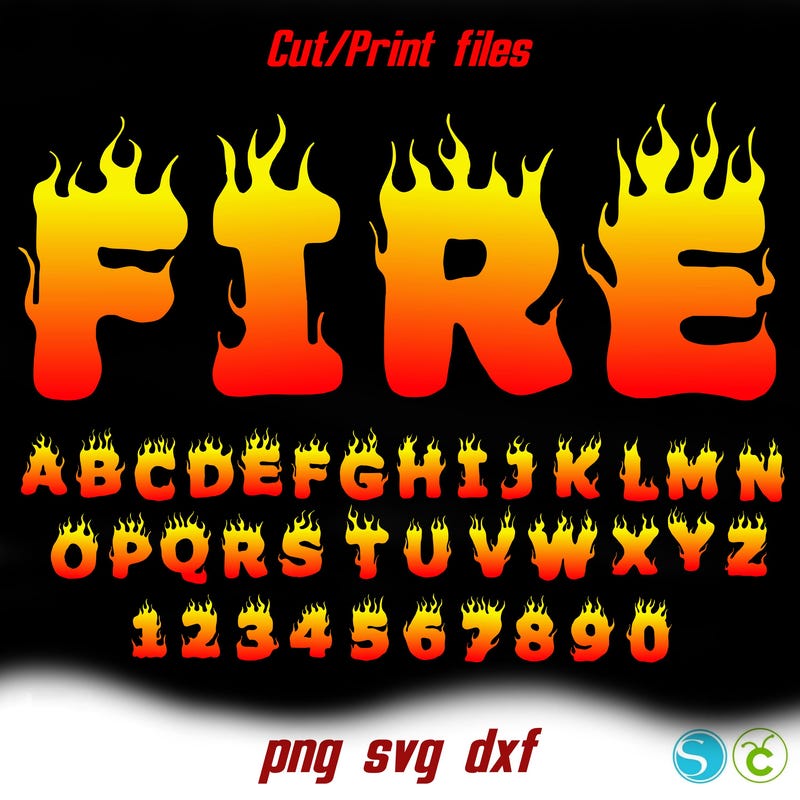 The Word Fire in Flames - Etsy