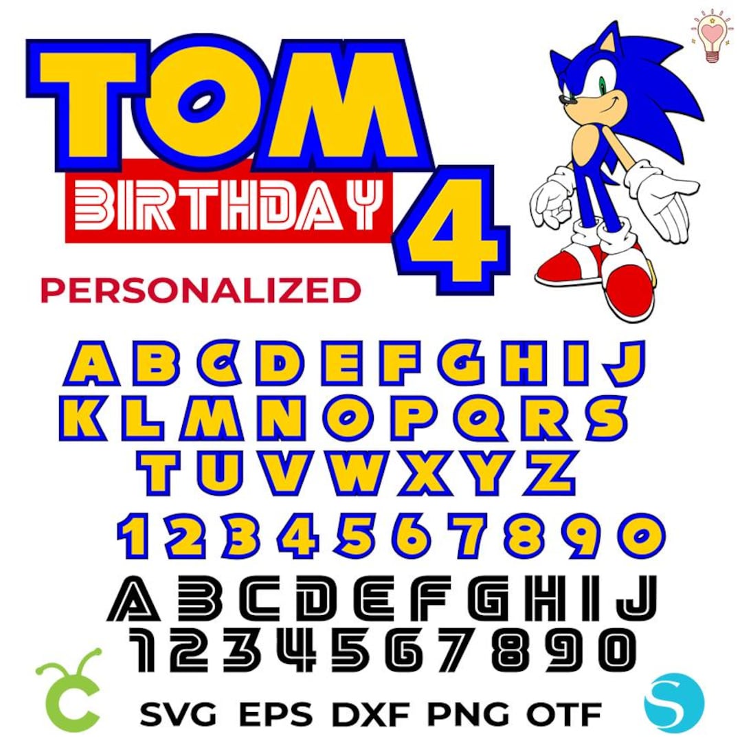 Sonic Letters Svg Cricut, Sonic Font Otf, Sonic Birthday Shirt Diy ...
