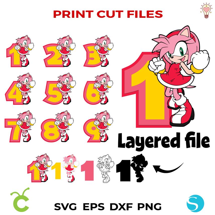 Girl Sonic Svg Birthday Numbers Png, Sonic PNG Number SVG Layered ...