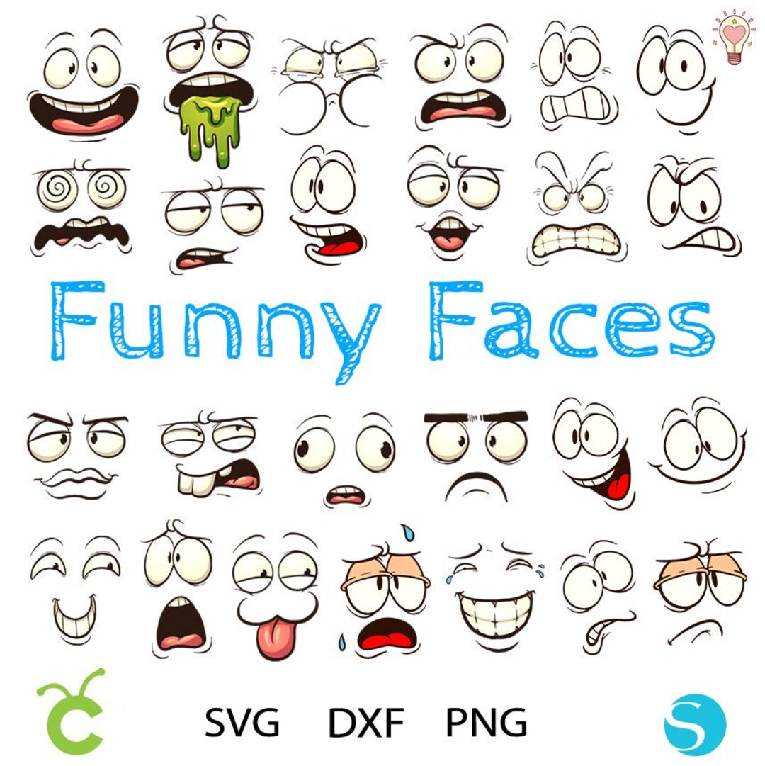 Funny Faces Svg Bundle, Face Svg Cricut, Face Png, Cartoon Faces Png ...