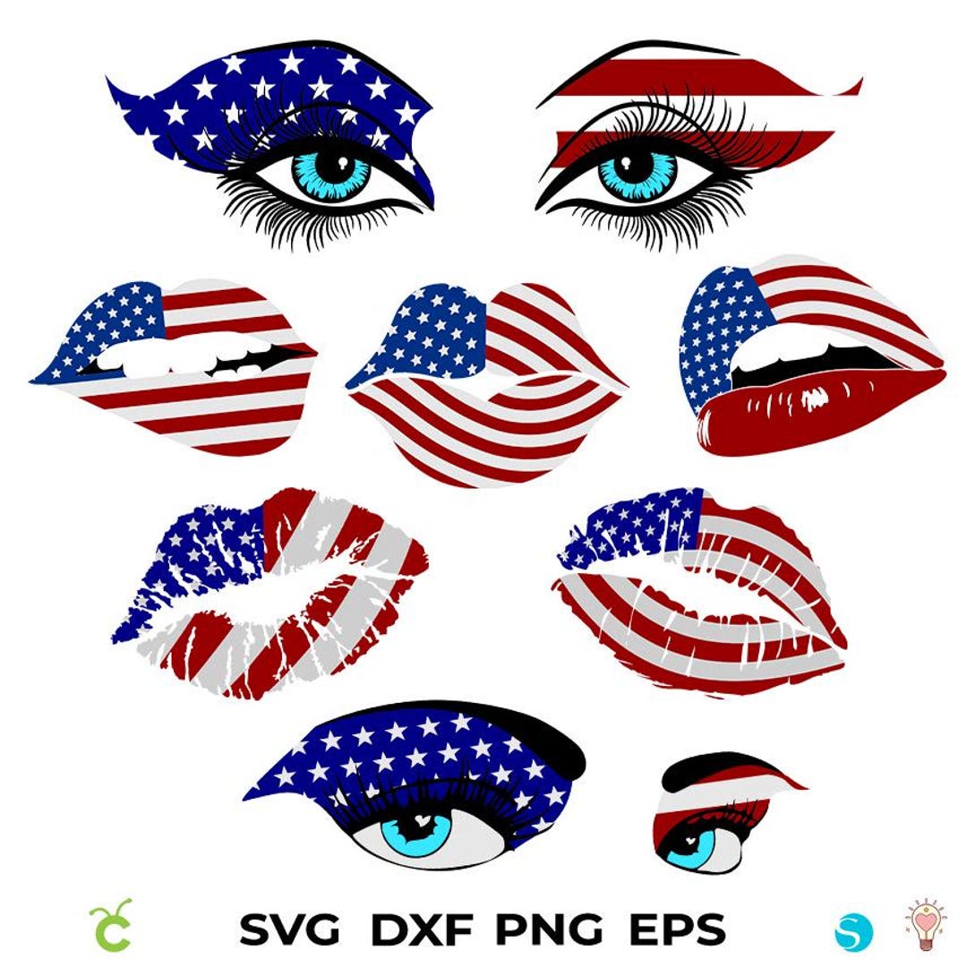 American Flag Svg Lips Svg, Girl Fourth of July Svg, America Svg, USA ...