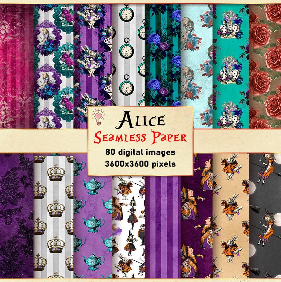 Alice in Wonderland Digital Paper, Alice in Wonderland Png Bundle ...