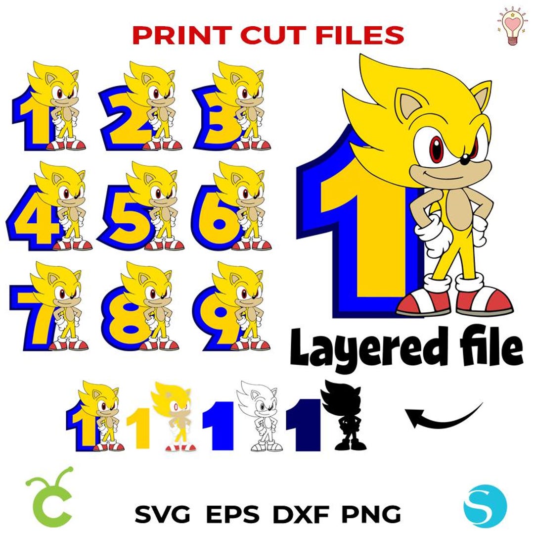 Baby Sonic Svg, Birthday Numbers Png Print, Sonic PNG Numbers SVG ...