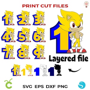 Baby Sonic Svg, Birthday Numbers Png Print, Sonic PNG Numbers SVG ...