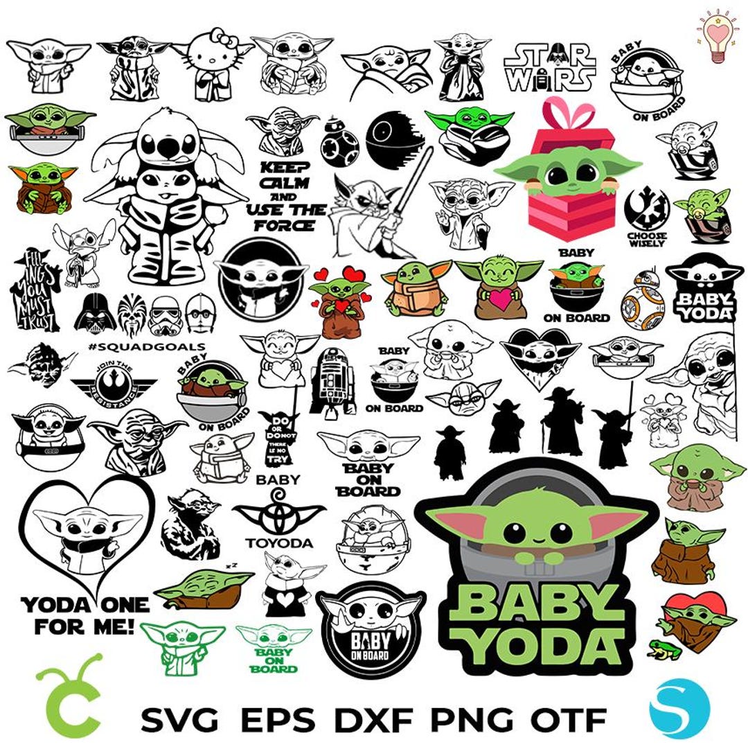 Baby Yoda Svg Bundle, Baby Yoda Cricut Svg, Baby on Board Sticker Diy ...