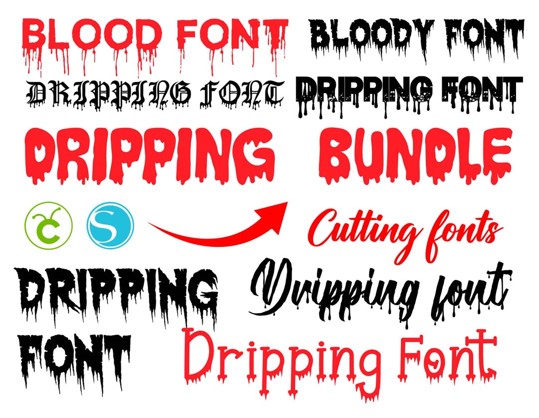 Dripping Fonts Bundle, Dripping Font OTF, SVG Cricut Blood Dripping ...