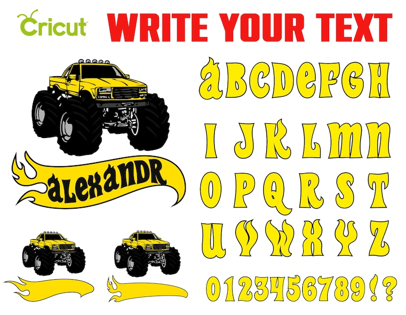 Monster Truck Svg, Hot Cars Letters Cricut Cars Font Svg Cricut Letters ...