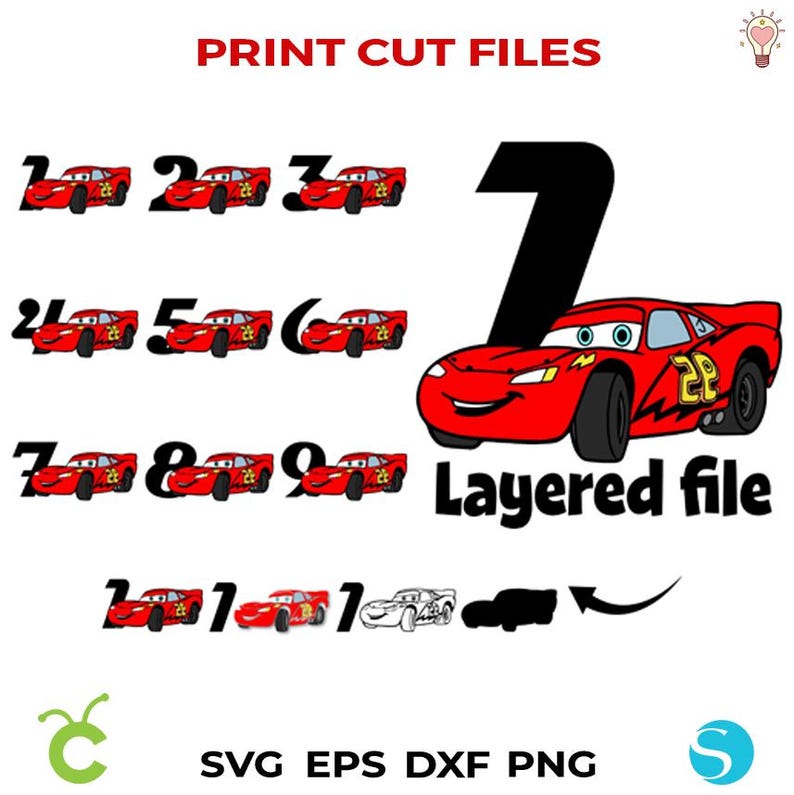 Cars Svg Birthday Numbers Png Birthday Banner Cars PNG Number SVG ...
