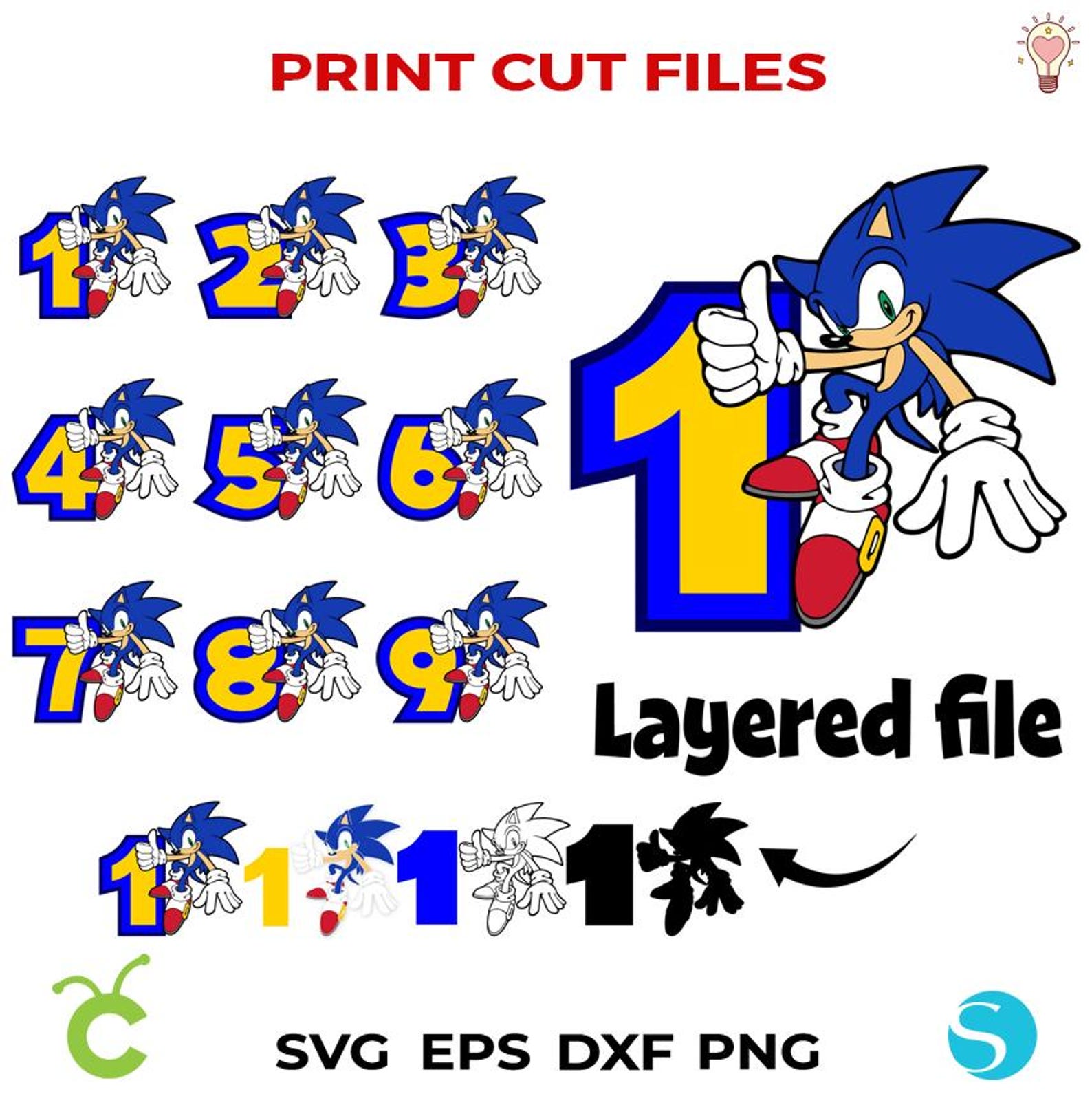 Sonic Svg, Birthday Numbers Png Print Clipart Sonic PNG Number SVG ...