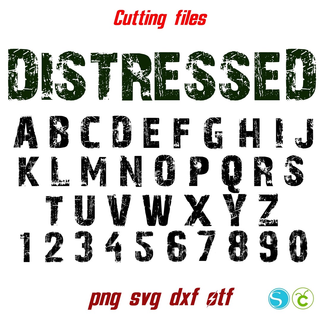 Distressed Letters SVG, Distressed Font Otf, Distressed Numbers SVG ...