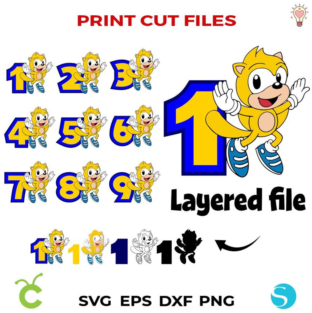 Baby Sonic Svg Birthday Numbers Png Print Sonic PNG Numbers SVG Sonic ...
