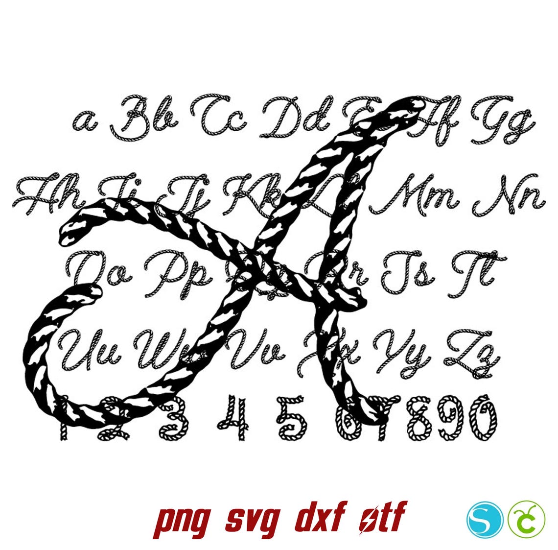 Rope Font Otf, Rope Letters Svg, Cowboy Svg Letters Western Font, Rope ...