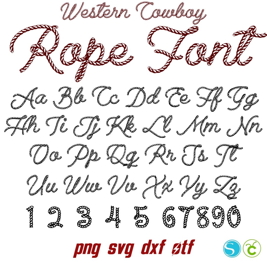 Rope Font Otf, Rope Letters Svg, Cowboy Svg Letters Western Font, Rope ...