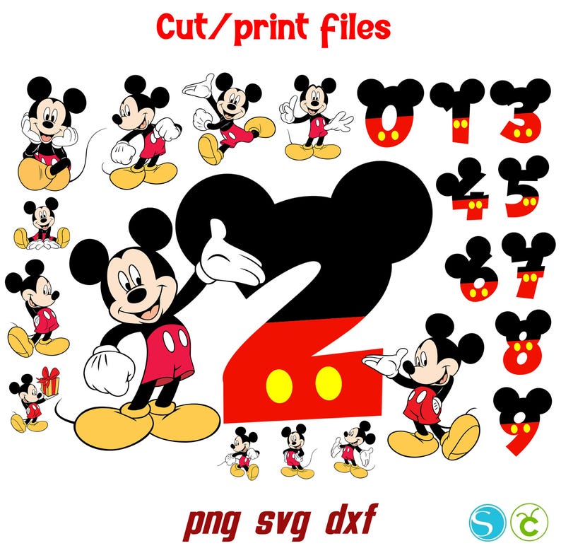 Mickey Svg Bundle, Mickey Birthday Numbers Png Svg Cricut, Birthday ...