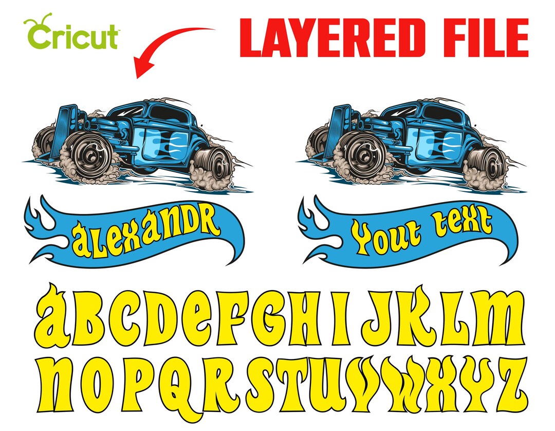 Cars Font OTF, Hot Cars Letters Cricut Svg, Personalized Shirt Svg Cars ...