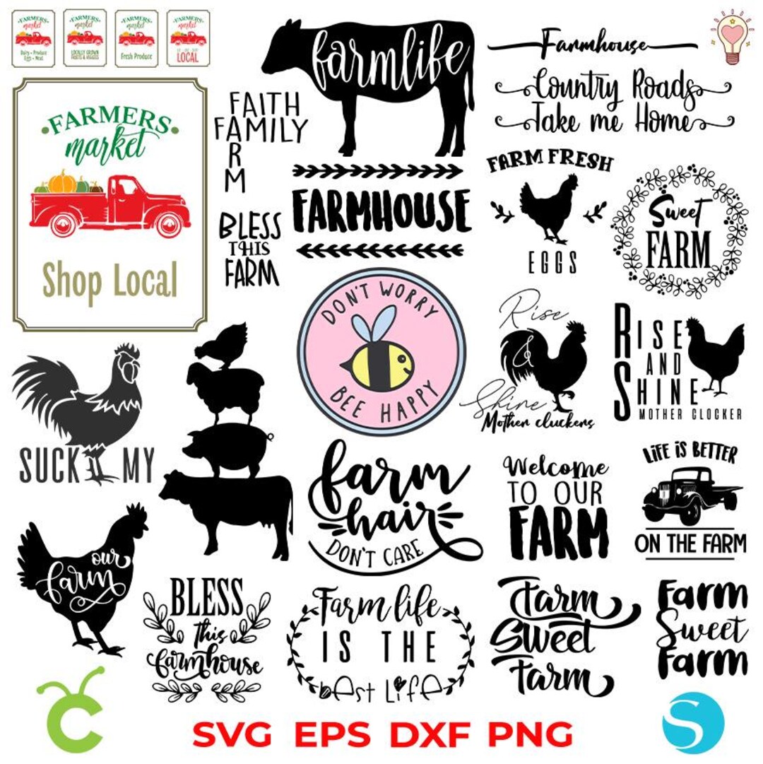 Farm Svg Bundle, Farm Animals Svg, Farm Png Clipart, Farm Animals ...