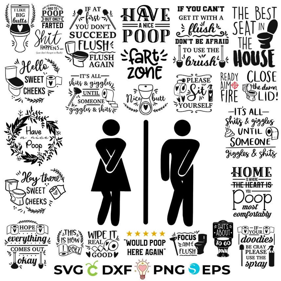 Bathroom Svg Bundle, Bathroom Png, Bathroom Sign Svg, Restroom Svg ...