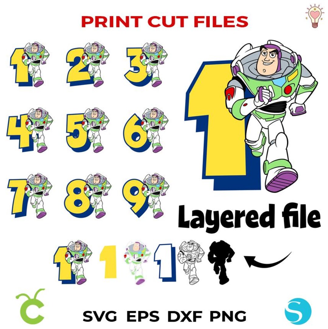 Toy Story Birthday Numbers Png Print Clipart PNG Toy Story SVG Layered ...