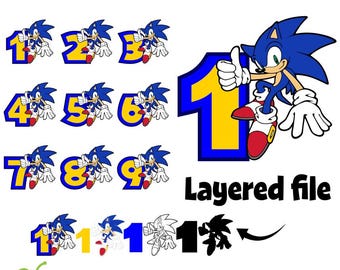 Girl Sonic Svg Birthday Numbers Png, Sonic PNG Number SVG Layered ...