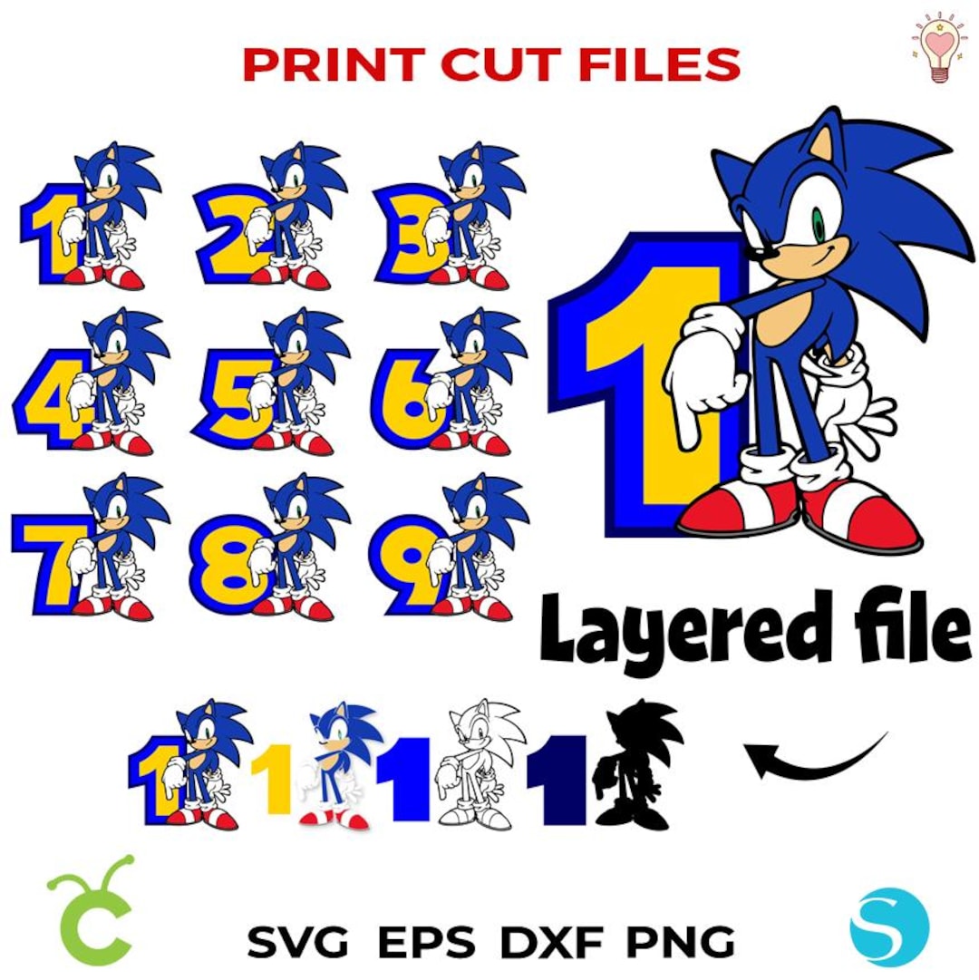 Sonic Svg Birthday Numbers PNG Print Sonic PNG Numbers SVG Layered ...