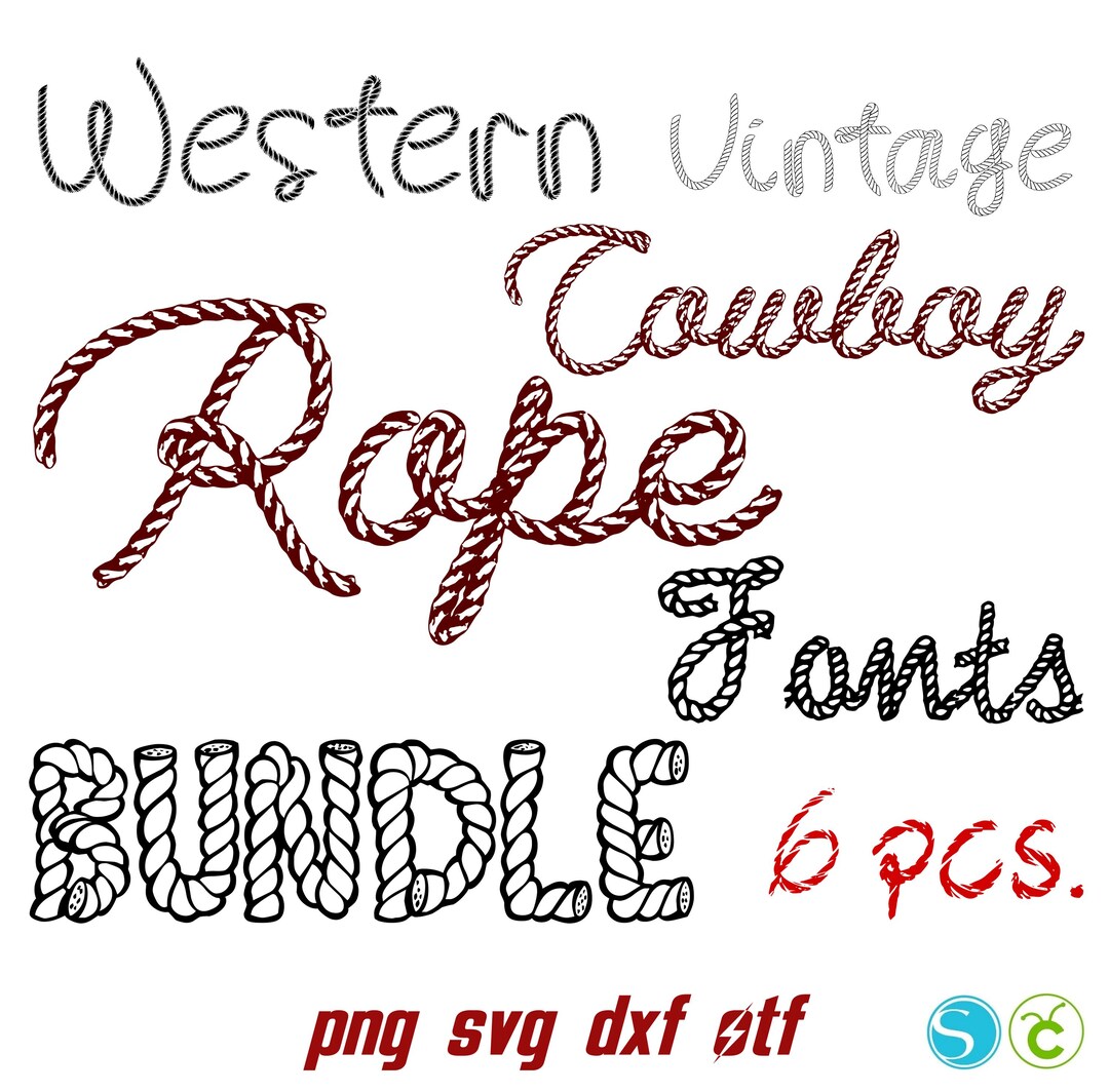 Cowboy Rope Fonts Bundle, Cowboy Letters Svg, Western Font OTF, Western ...