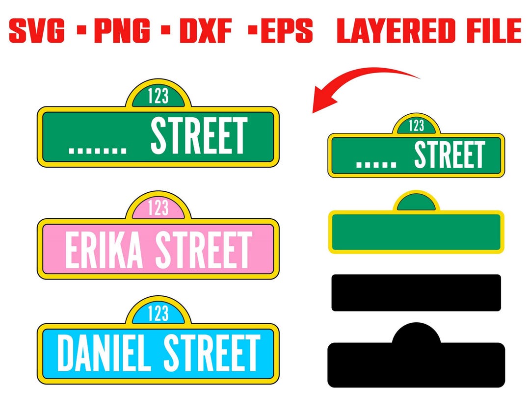 Street Sign Svg, Street Birthday Banner Diy, Street SVG Cricut Layered ...