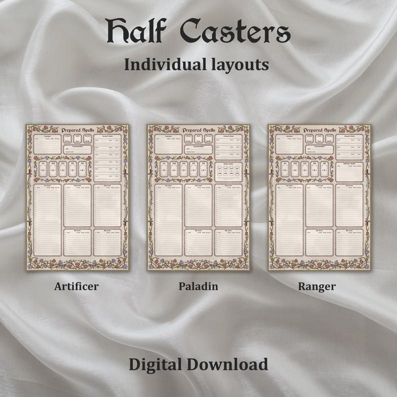 Renaissance Floral D&D Character Sheets | Wildflower Edition| Fillable ...