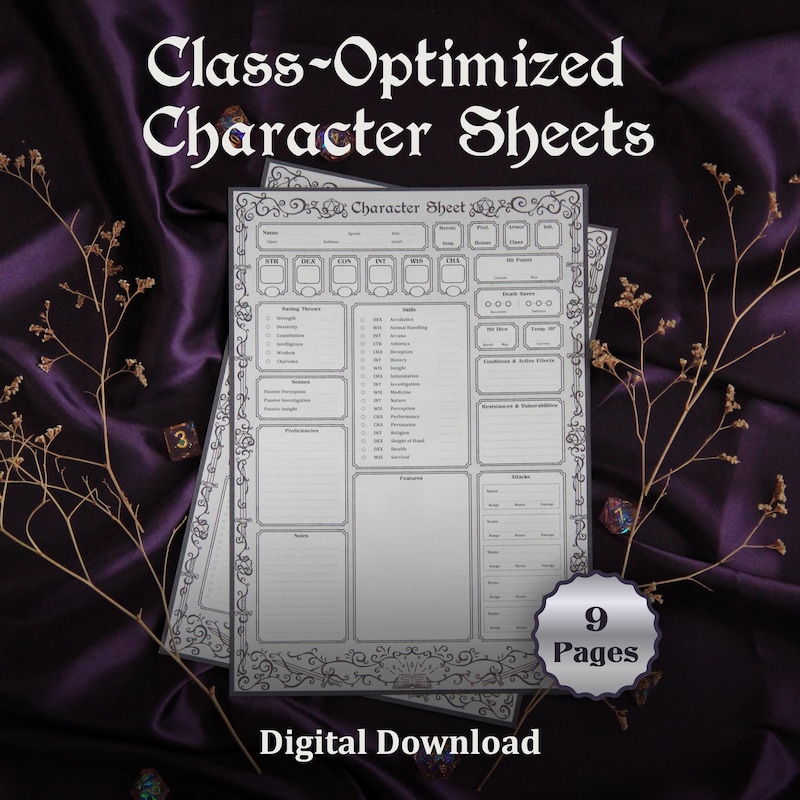 Fantasy Character Sheet - Etsy