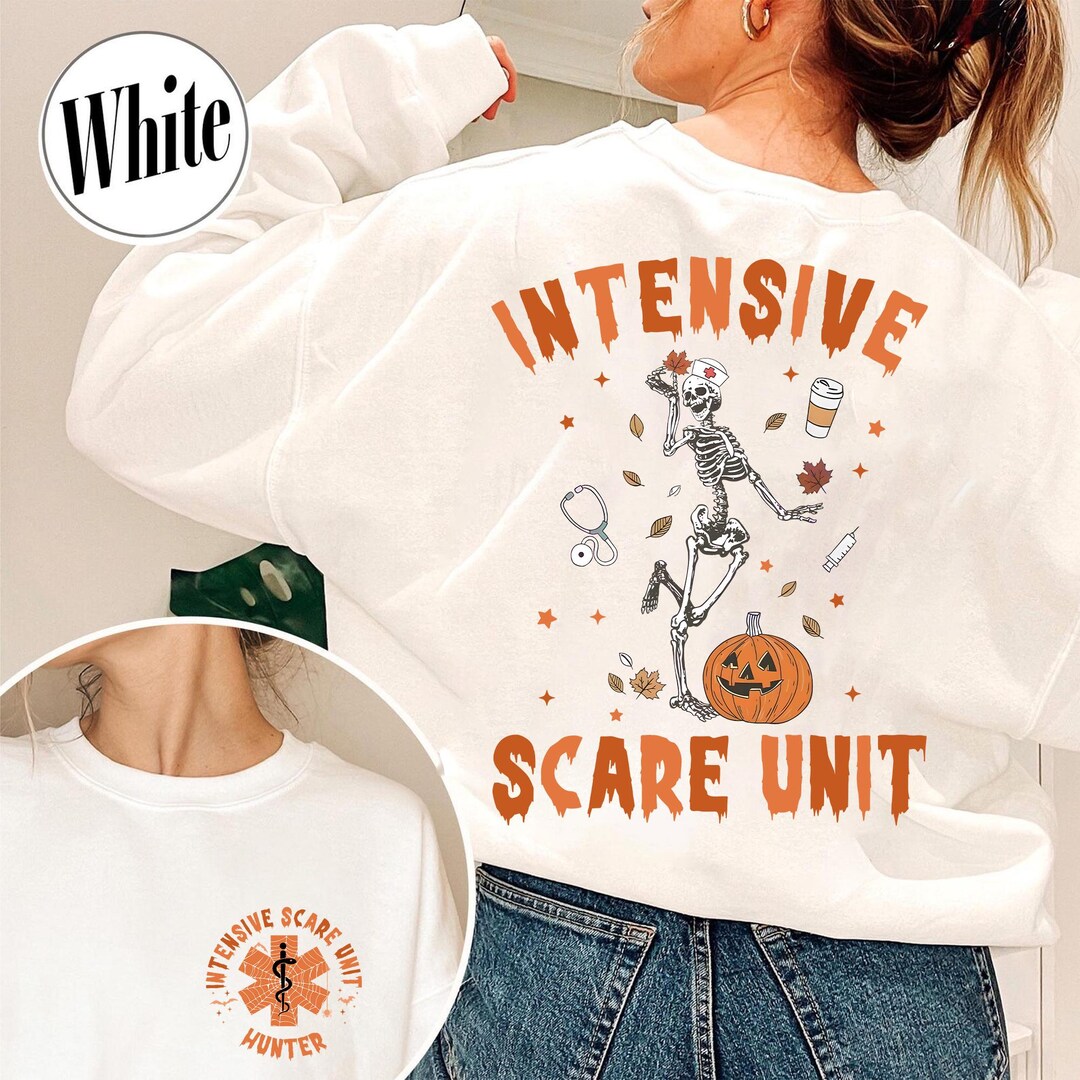 Halloween ICU Nurse Shirt, Custom Name Intensive Scare Unit Shirt, ICU ...