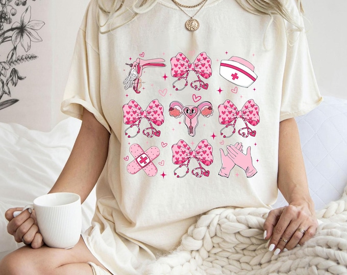 Valentine Obgyn Shirt, OBGYN Nurse Cute Hearts Crewneck Sweater ...