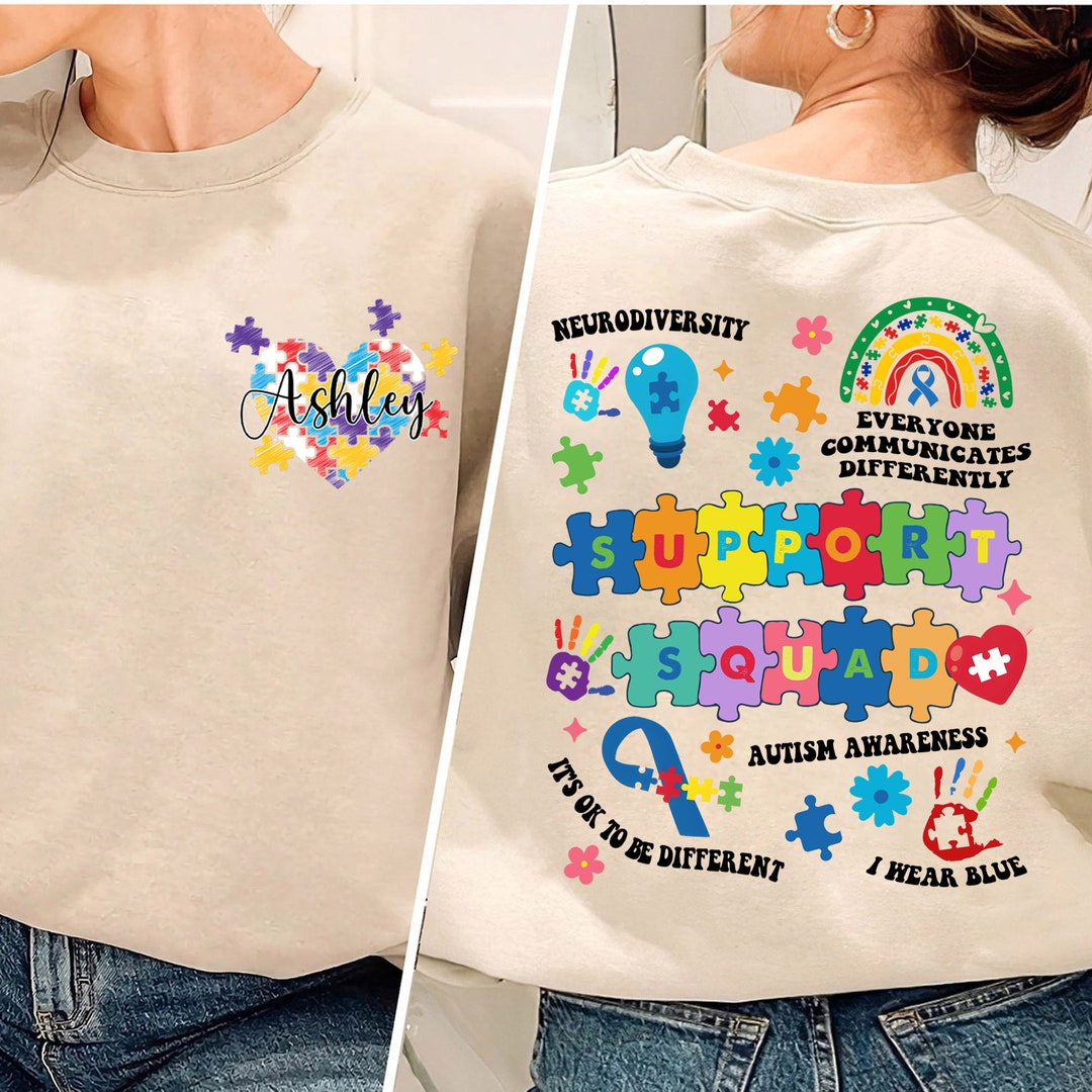 Custom Name Autism Shirt, Autism Support Squad Shirt, Neurodivergent ...