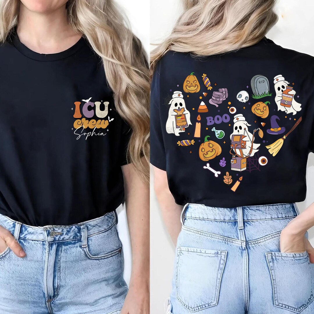 Halloween ICU Nurse Shirt, Intensive Care Unit Nurse Gift, Custom Name ...