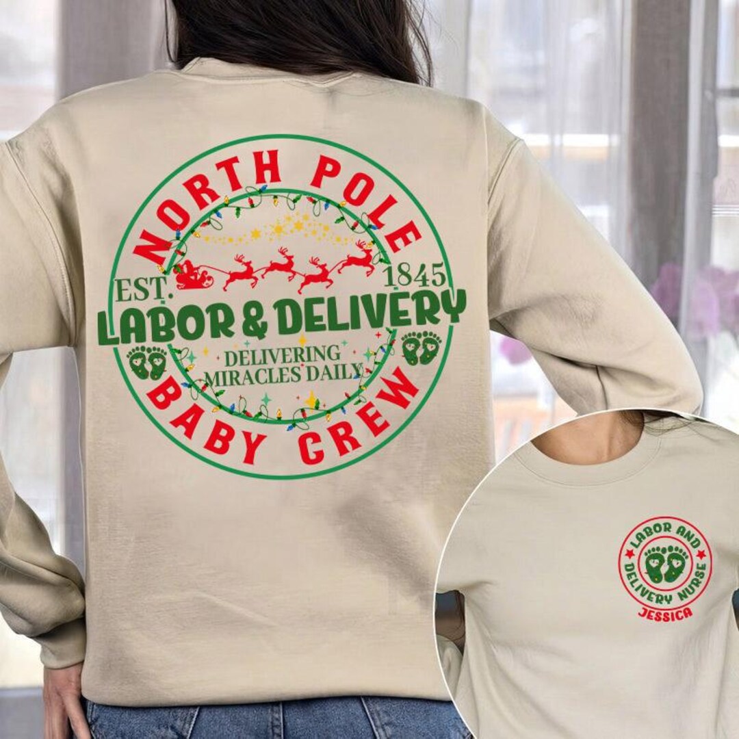 Custom Name Labor and Delivery Nurse Christmas Shirt, L&D Nurse Tee ...