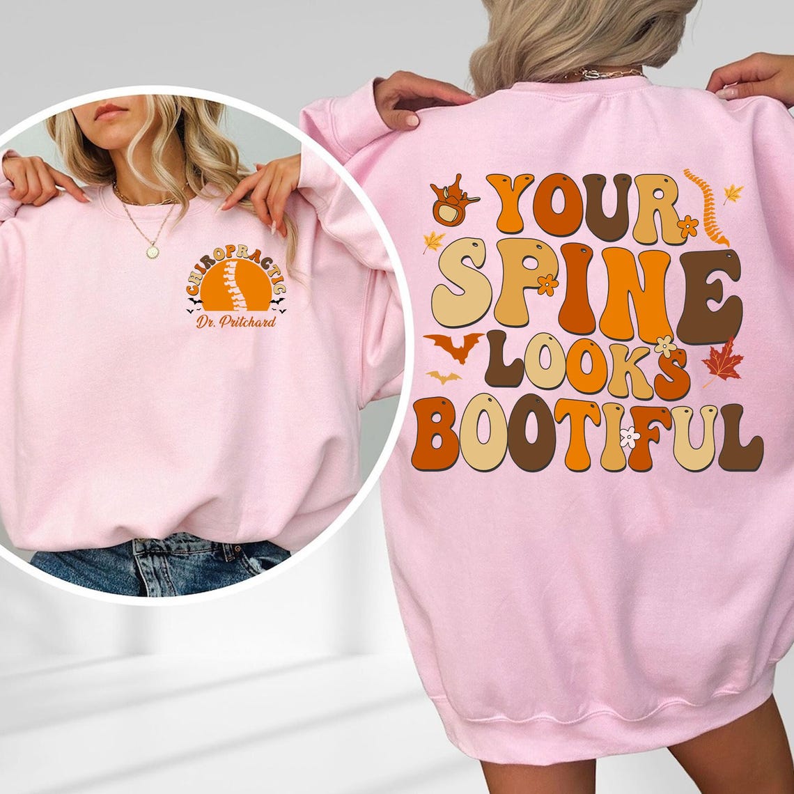 Your Spine Looks Bootiful Shirt, Custom Name Chiropractic Shirt,fun ...