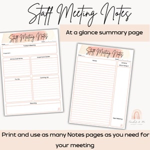 Teacher Meeting Notes | Staff Meeting Notes | Meeting Notes | to Do ...