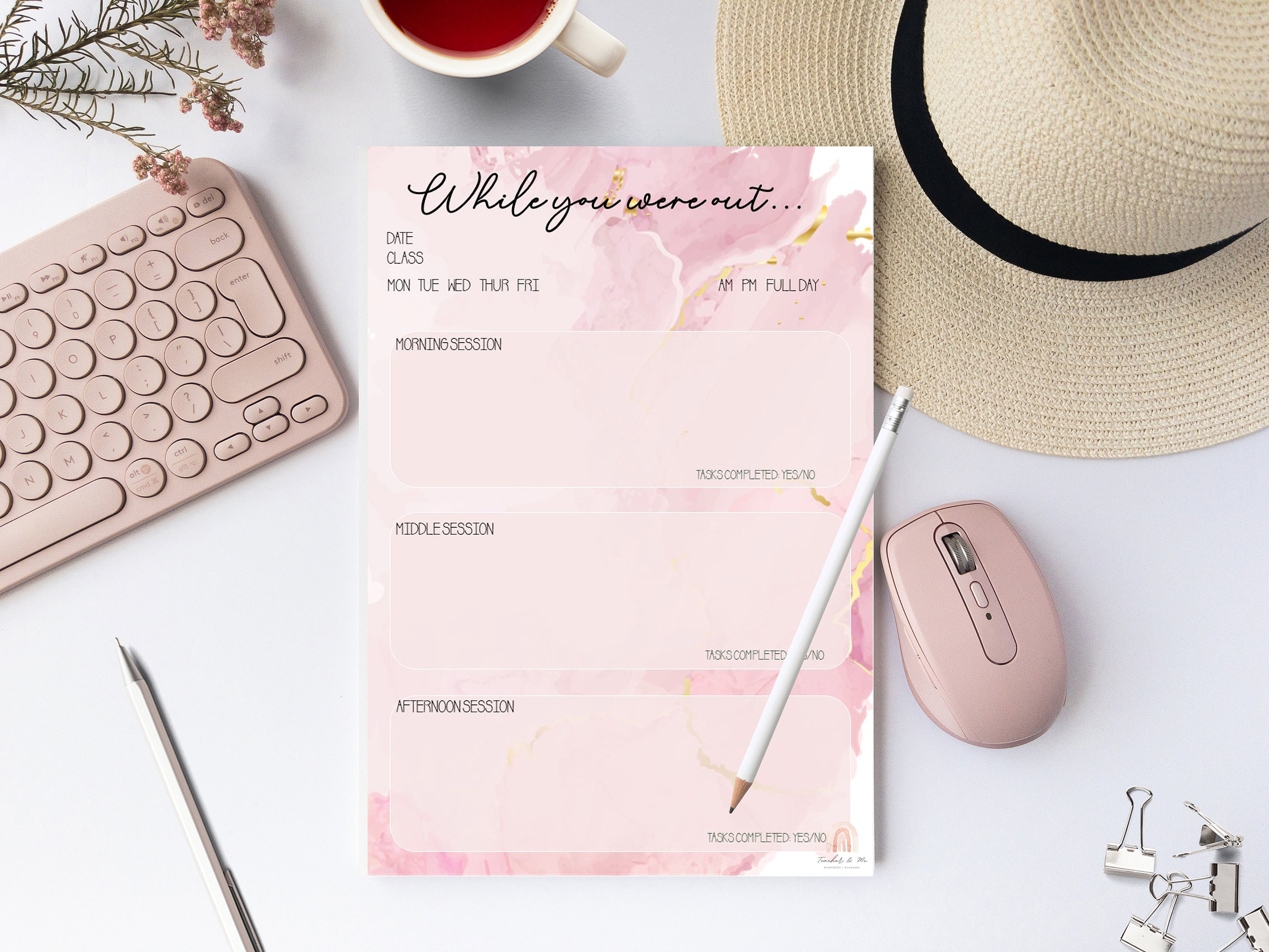 Dusty Rose Relief Teacher Feedback Notes, Substitute Feedback Form ...