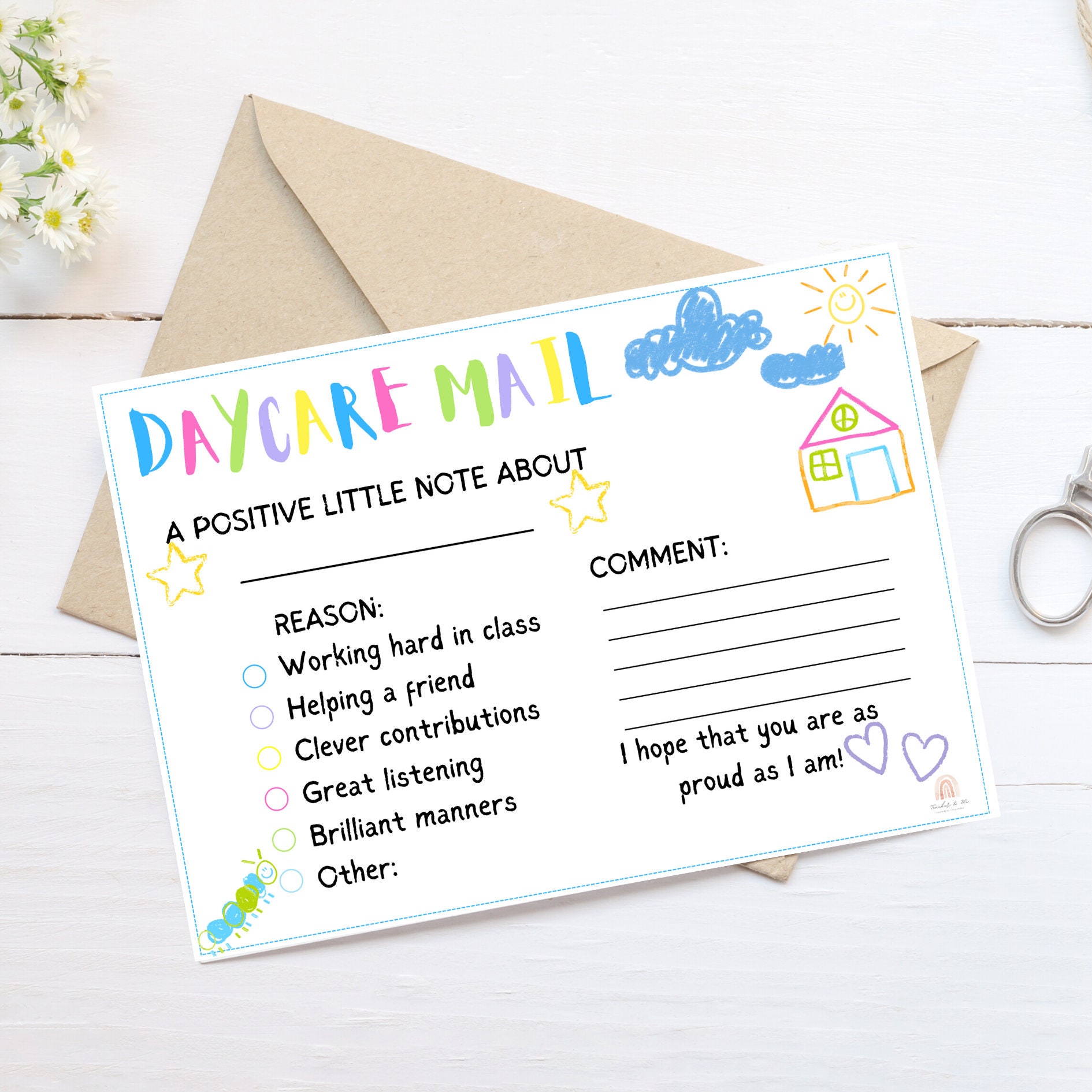 Daycare Teacher Mail, Day-care, Note From Daycare Teacher, Homeschool ...