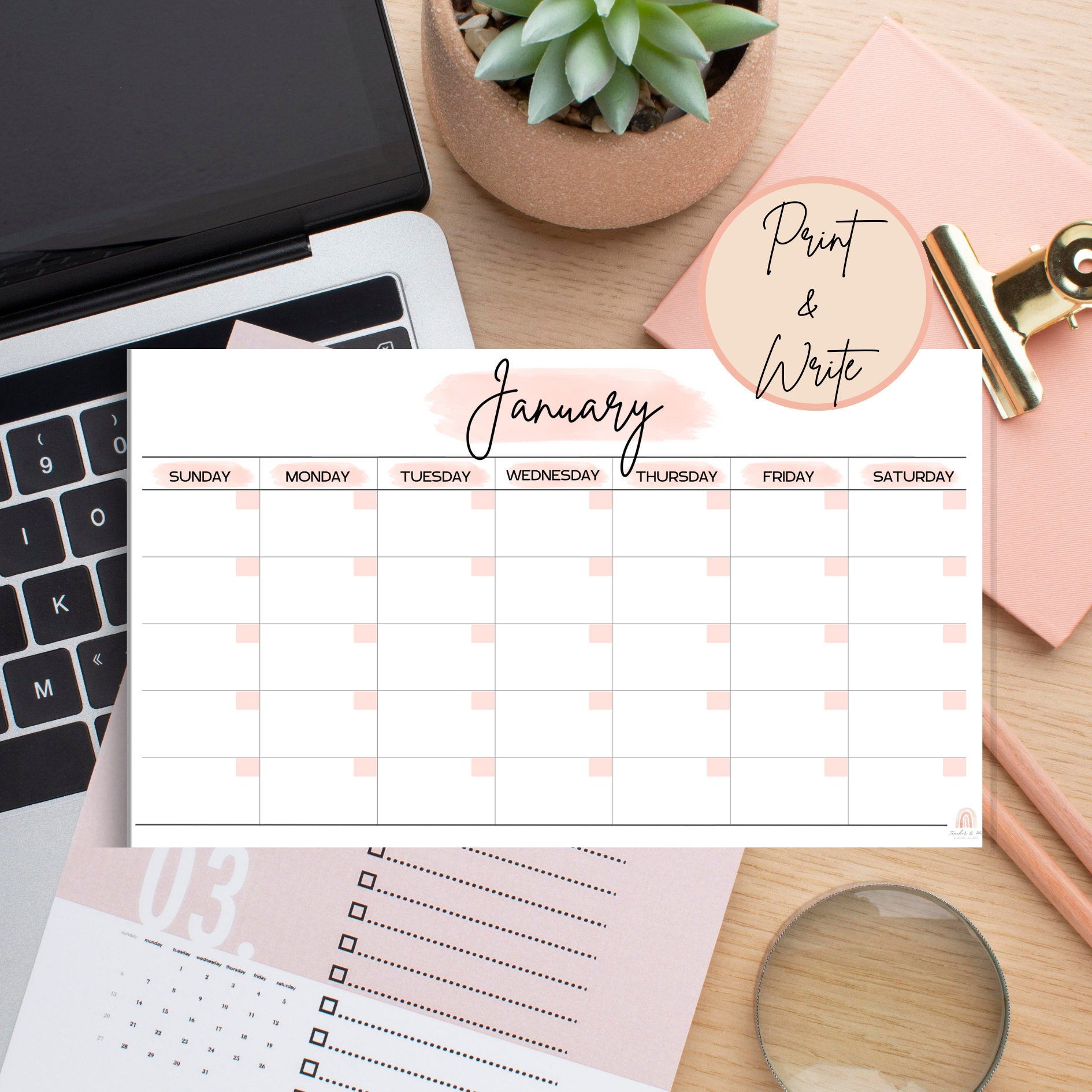 Undated Monthly Calender | Printable Undated| Monthly Planner | Neutral ...