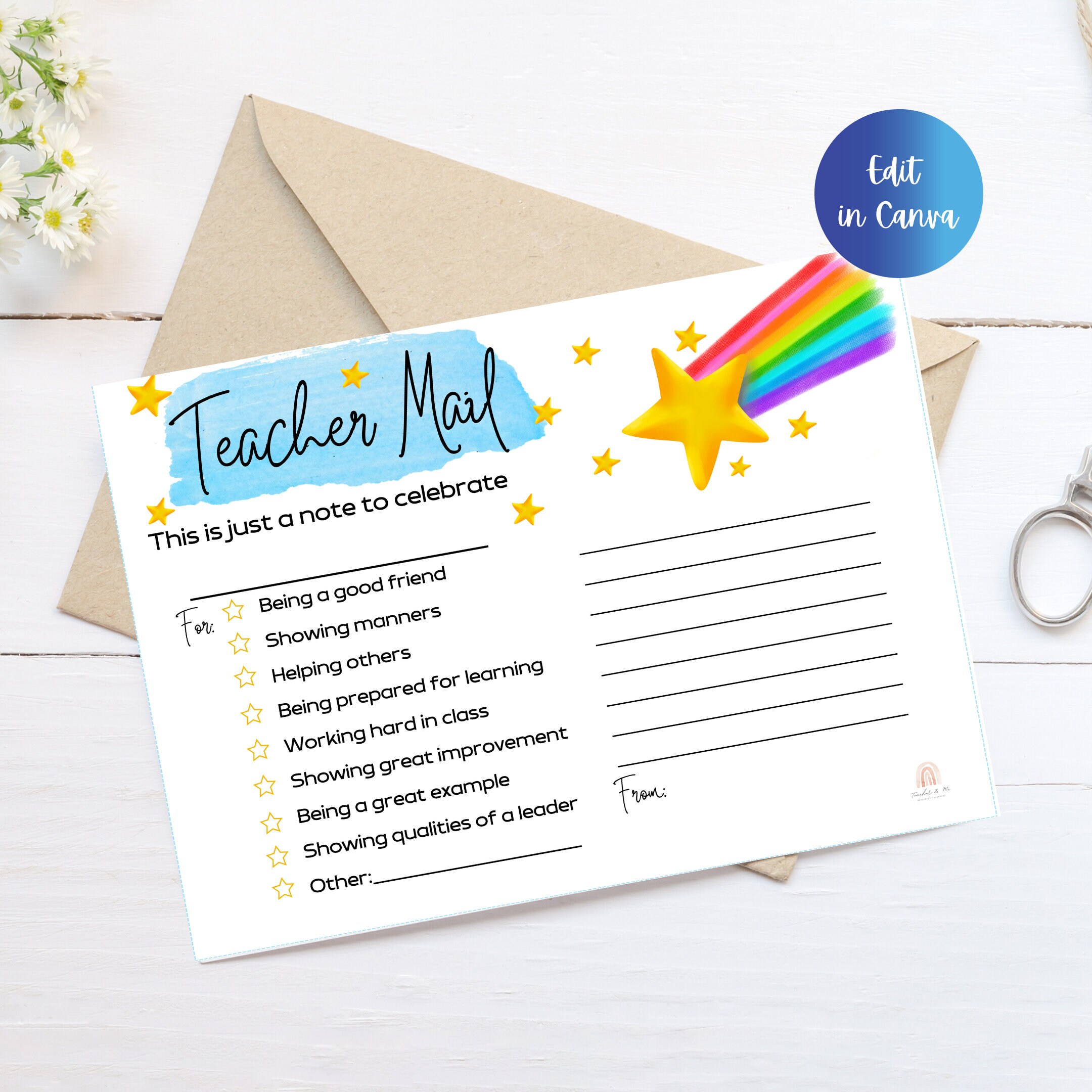 EDITABLE Shooting Stars Teacher Mail, Template, Note From the Teacher ...