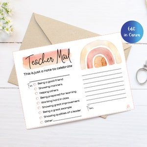 EDITABLE Boho Teacher Mail- Template- Note From the Teacher- Positive ...