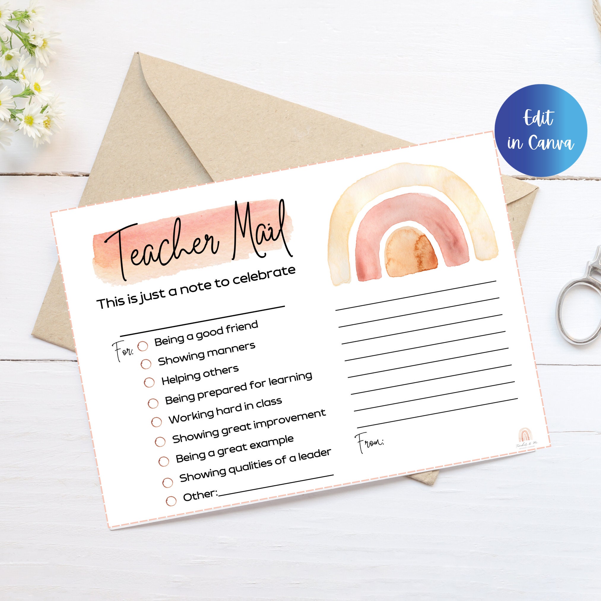 EDITABLE Boho Teacher Mail- Template- Note From the Teacher- Positive ...