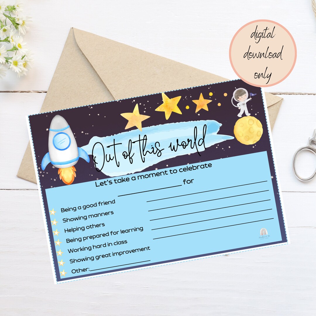 Printable Teacher Mail, Space Theme, Positive Behaviour, Teacher ...