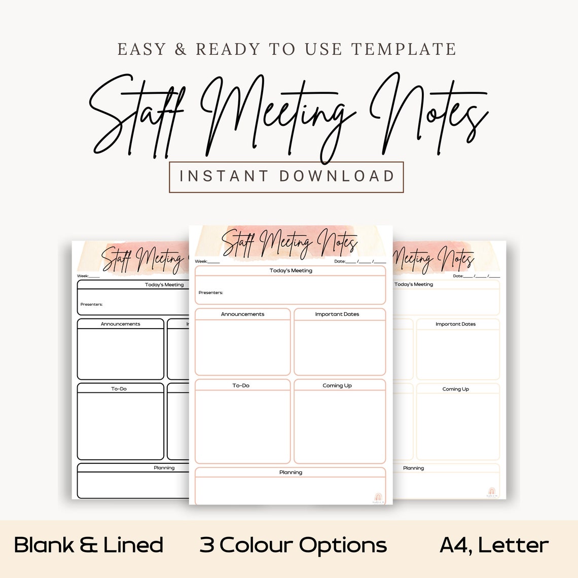Teacher Meeting Notes | Staff Meeting Notes | Meeting Notes | to Do ...