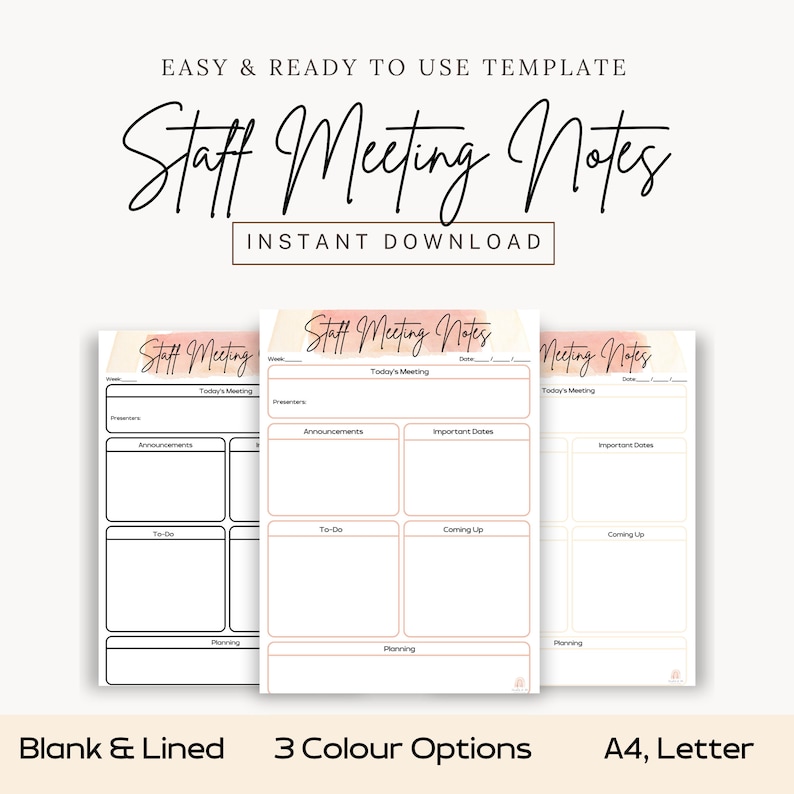 Teacher Meeting Notes | Staff Meeting Notes | Meeting Notes | to Do ...
